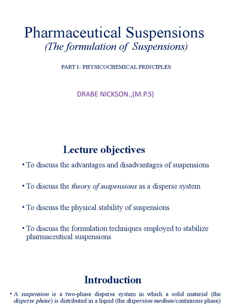 Formulation and Stability of Suspensions | PDF | Suspension (Chemistry ...