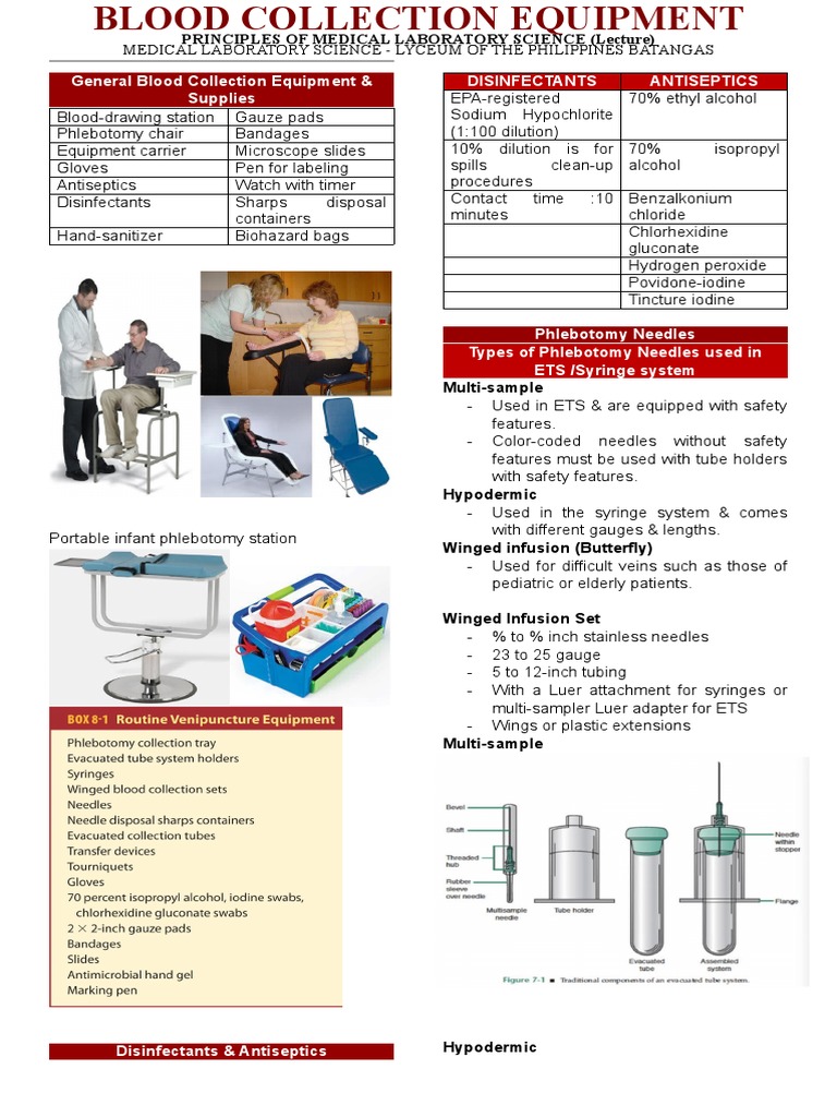LEC 4 - Blood Collection Equipment | PDF | Syringe | Medical Specialties