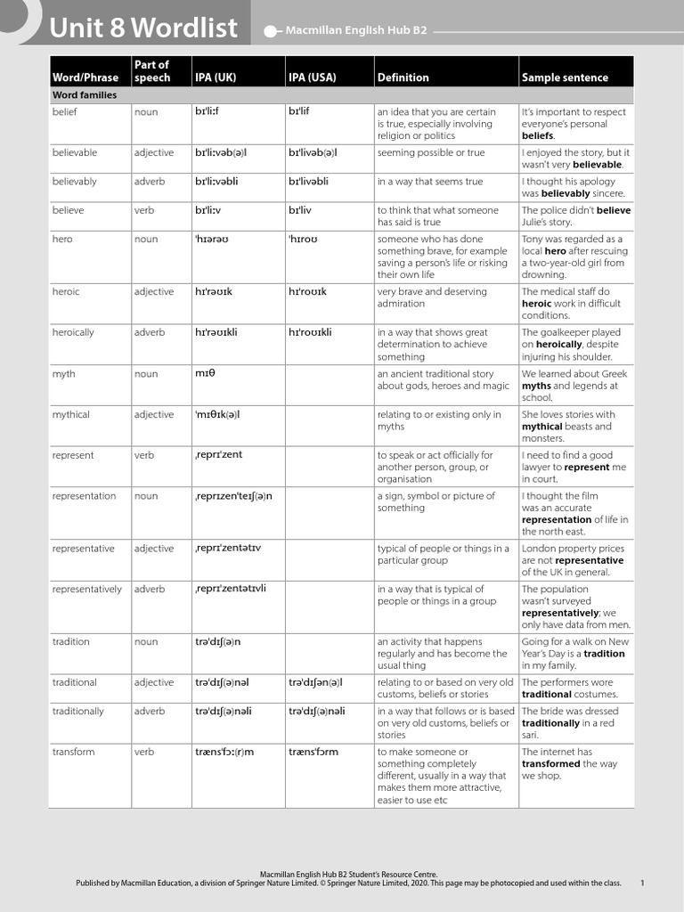 MEH B2 Wordlist U8 | PDF | Adjective | Theft