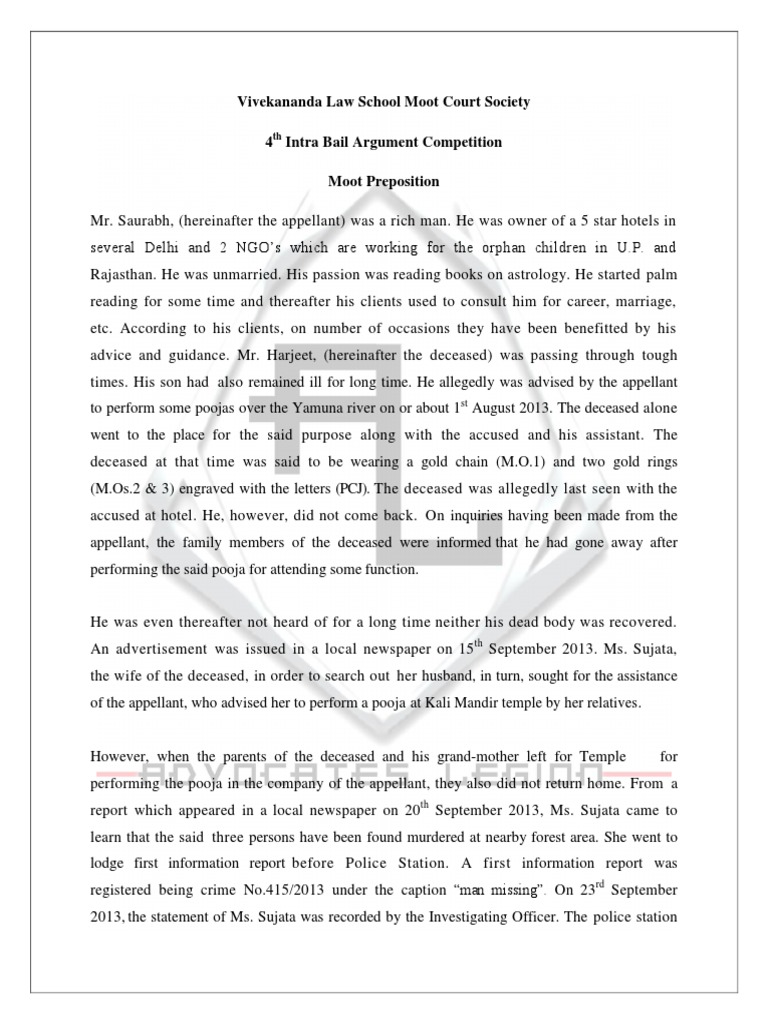Intra Bail Argument Competition Case | PDF | Criminal Procedure In ...
