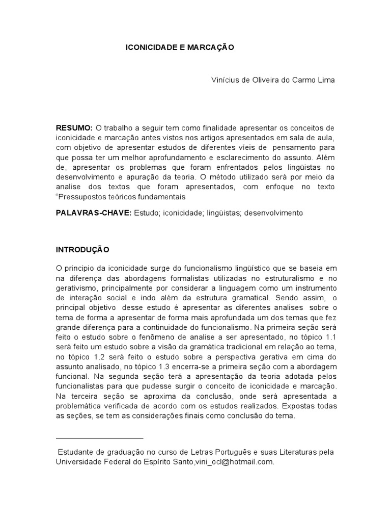 Iconicidade e Marcação na Linguística | PDF | Linguística | Gramática