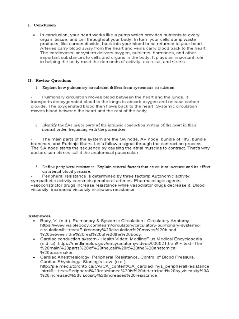 I. Conclusion | PDF | Heart | Artery