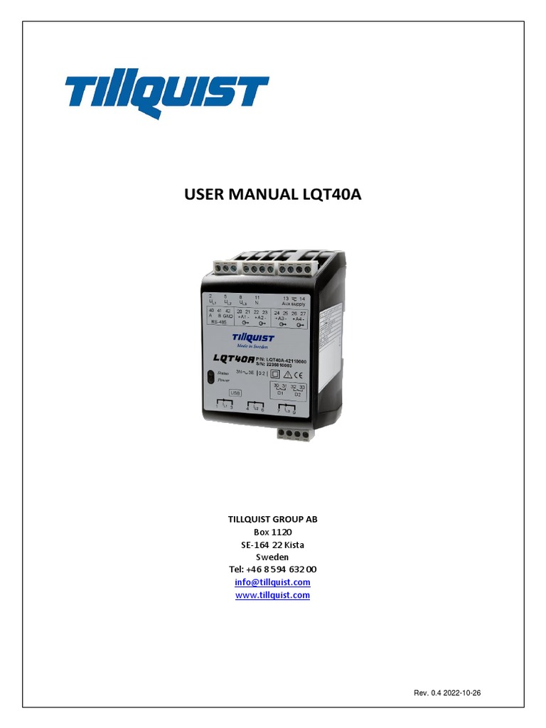 User Manual Lqt40A: Tillquist Group Ab | PDF | Fuse (Electrical ...