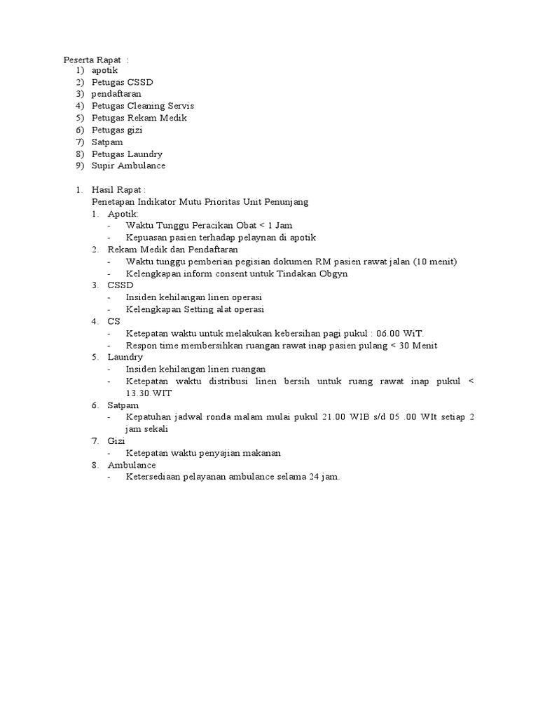 Uman Rapat Koordinasi Antar Unit Mutu | PDF