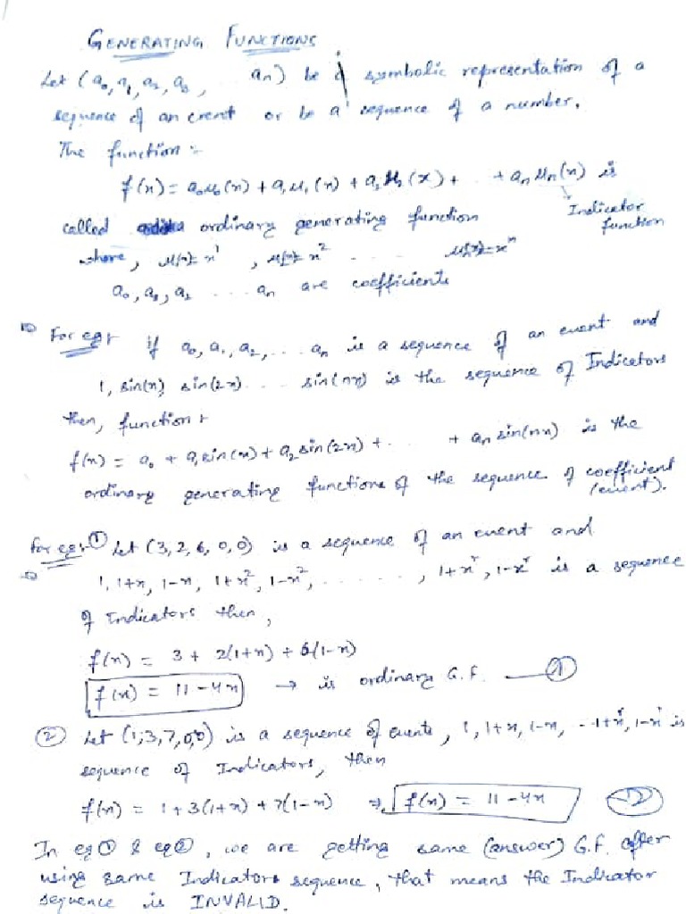 Generating Function | PDF | Mathematical Concepts | Elementary Mathematics