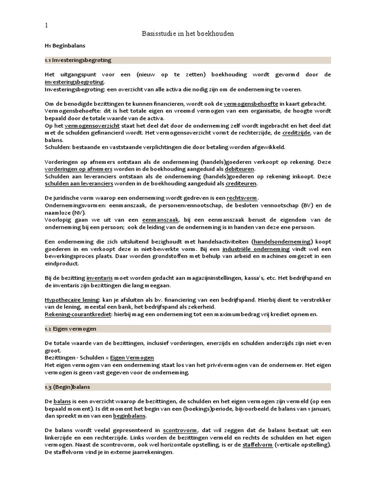 Basisstudie in Boekhouden | PDF