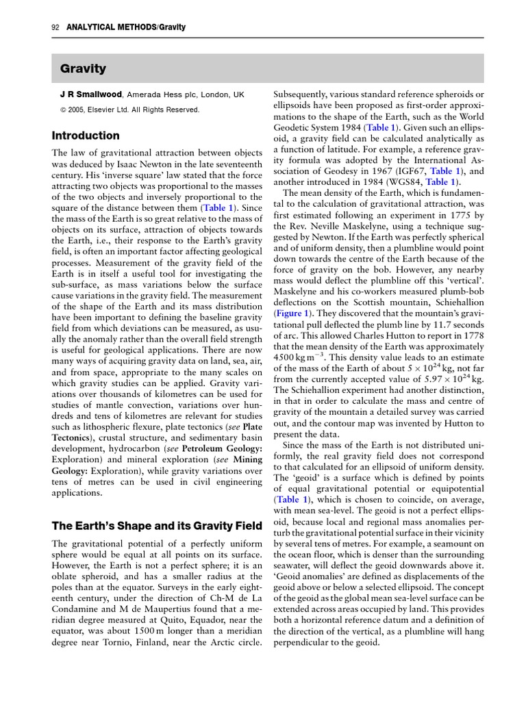 ANALYTICAL METHODS Gravity | PDF | Plate Tectonics | Geophysics
