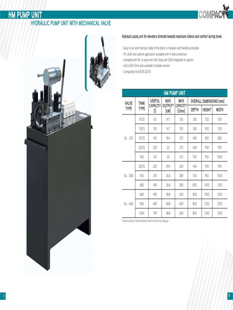 Omarlift Brochure - HM Pump Unit | PDF | Pump | Valve
