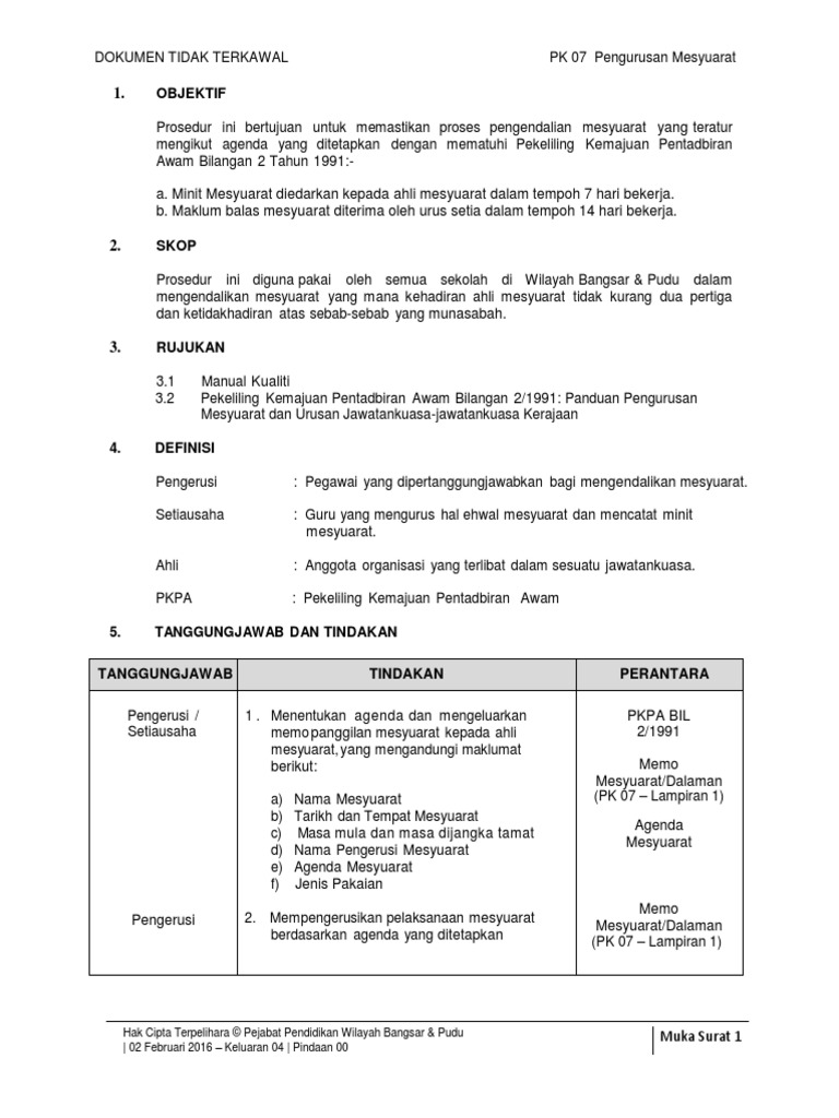 PK 07 Pengurusan Mesyuarat | PDF