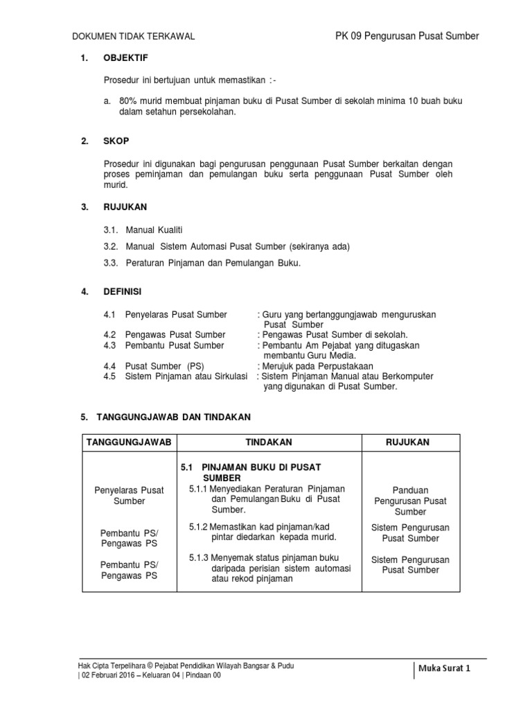 PK 09 PENGURUSAN PUSAT SUMBER | PDF