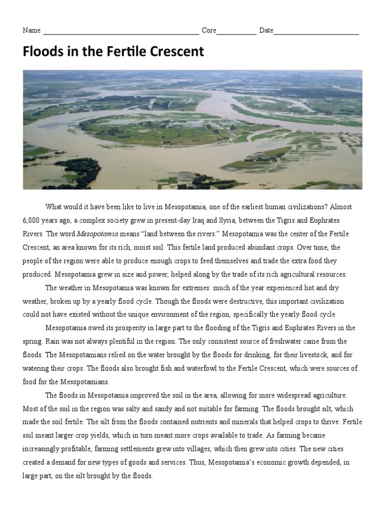 Reading Handout - Floods in The Fertile Crescent | PDF | Agriculture ...