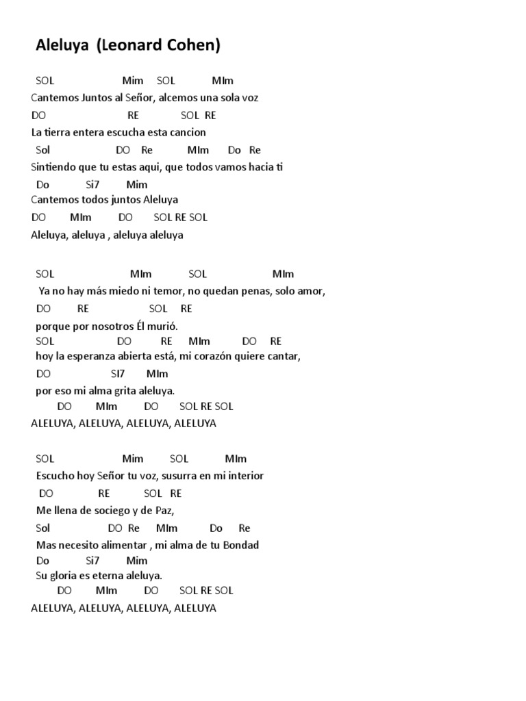 Aleluya (Leonard Cohen) | PDF