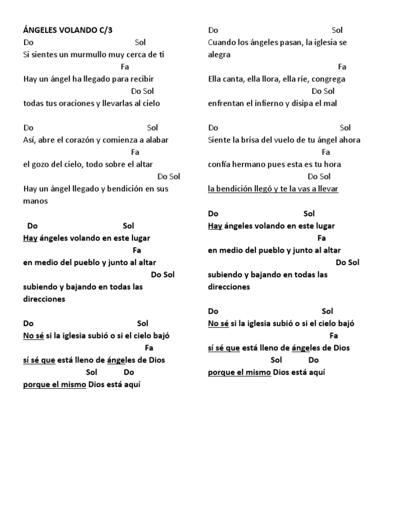 Ángeles Volando en Este Lugar: Letra y Acordes | PDF