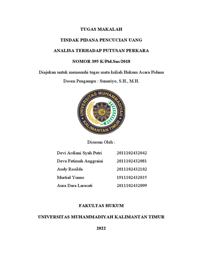 Makalah Tindak Pidana Pencucian | PDF Makalah Tindak Pidana Pencucian | PDF