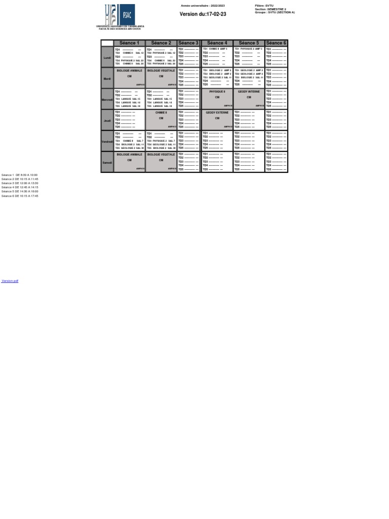 Séance 1 Séance 2 Séance 3 Séance 4 Séance 5 Séance 6: Version Du:17-02-23 | PDF | Géologie