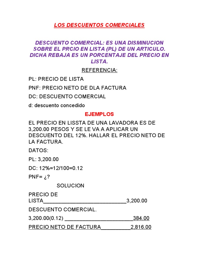 Descuentos Comerciales | PDF