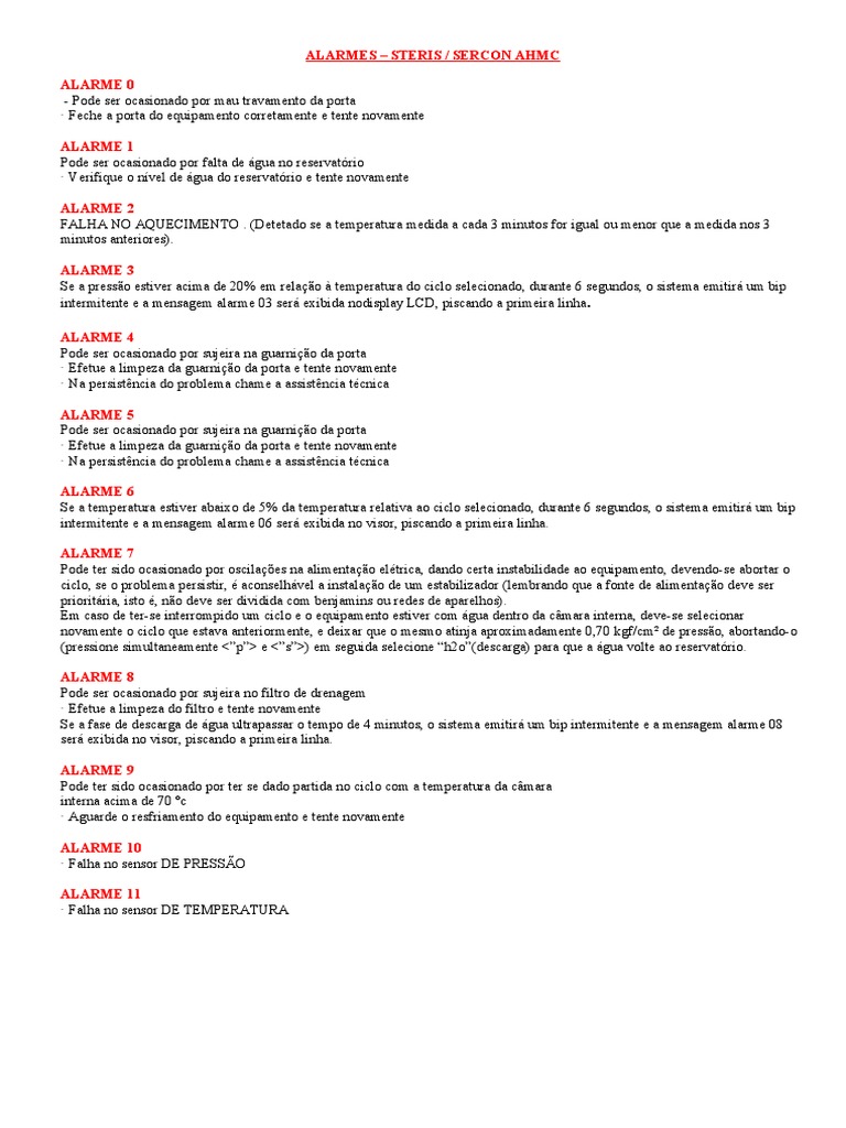 Alarmes Autoclaves - Ahmc 03 A 1ahmc14 - 0 A 10 | PDF | Temperatura | Ciências Físicas