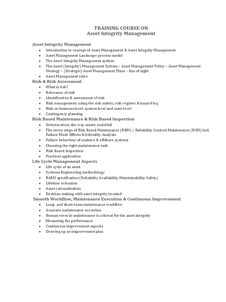 Asset Integrity Management | PDF