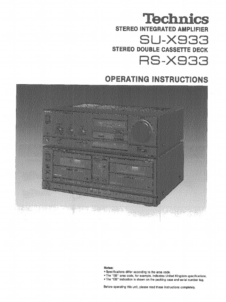 Technics SU-X933 Instructions Manual | PDF