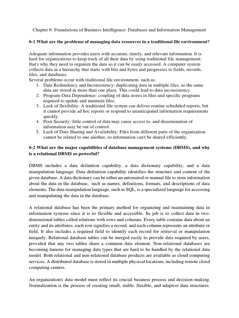 Chapter 6 Summary | PDF | Databases | Relational Database