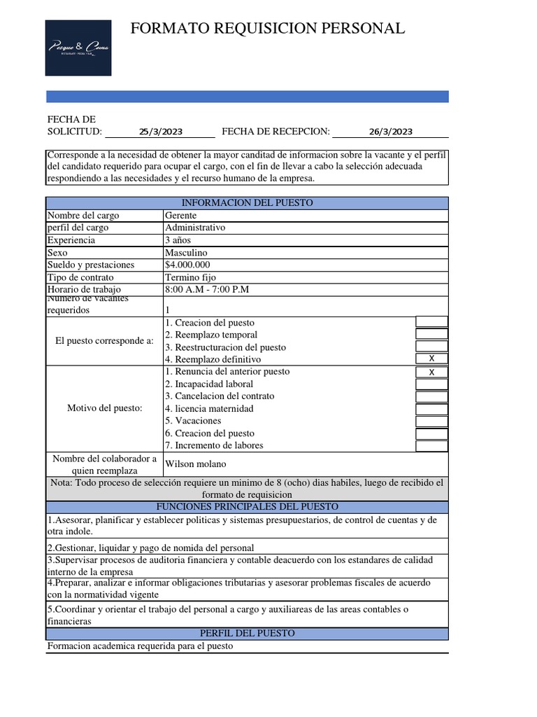 Formato Requisicion Gerencia | PDF | Gestión de recursos humanos | Business