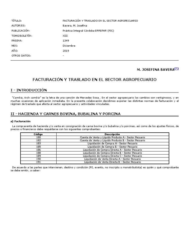 Facturación y Traslado en El Sector Agropecuario | PDF | Industria de alimentos | Comida y bebida
