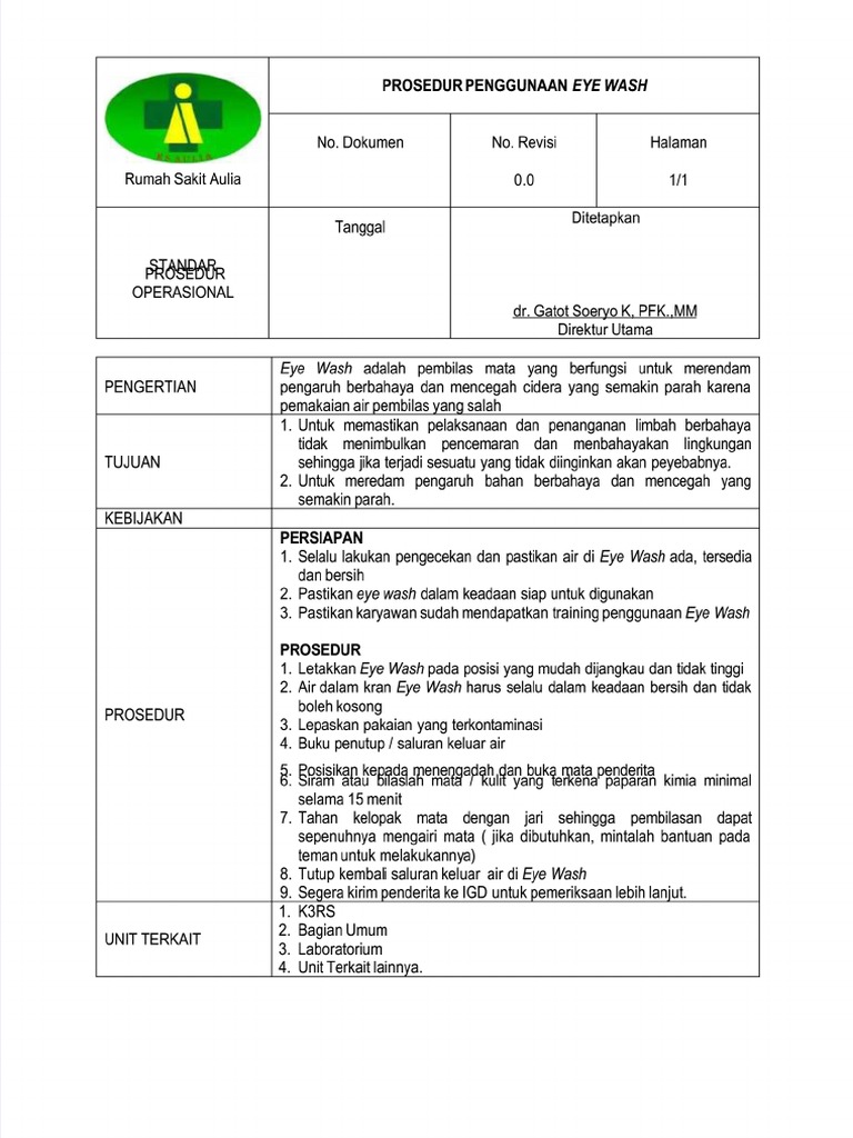 (PDF) Spo Penggunaan Eye Wash - WIAC - INFO | PDF