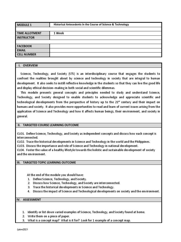 Module 1-STS | PDF | Science | Society
