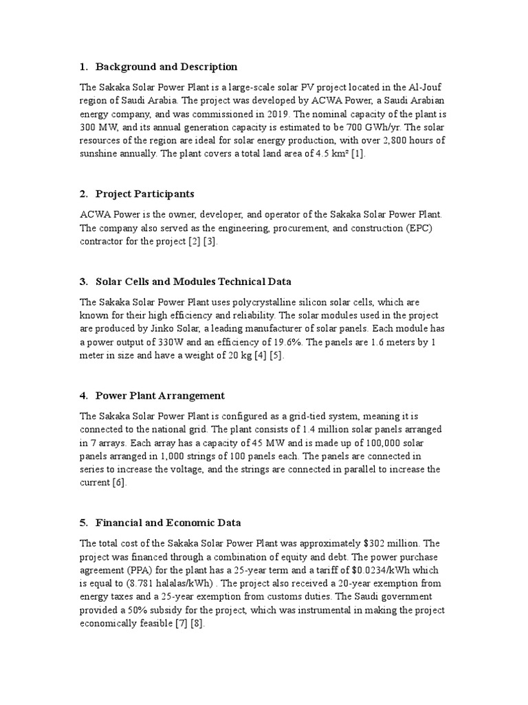 Sakaka Solar Power Plant Overview | PDF | Solar Power | Photovoltaics