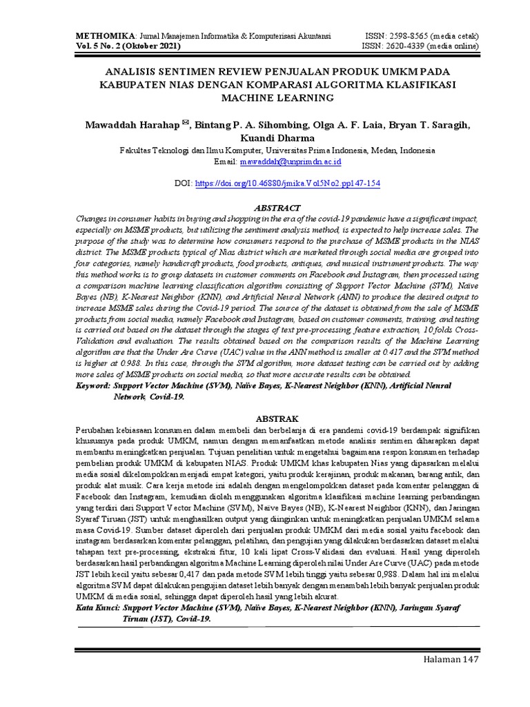Sentiment Analysis on Nias MSME Sales | PDF | Support Vector Machine | Machine Learning