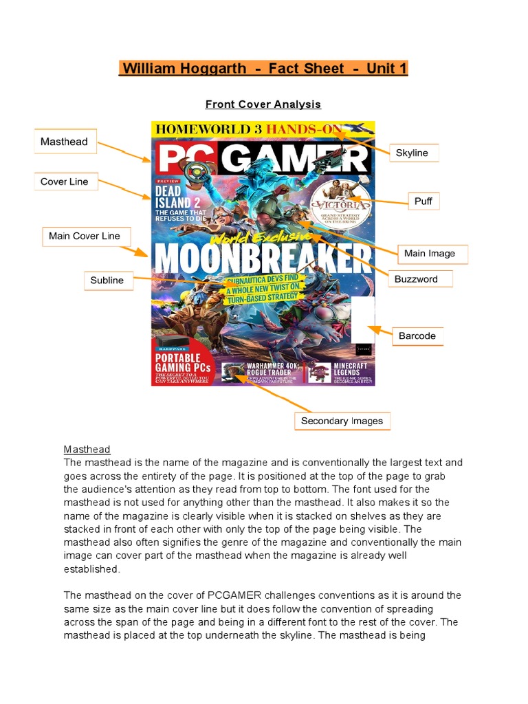 Front Cover Analysis Fact Sheet | PDF | Typefaces | Sans Serif