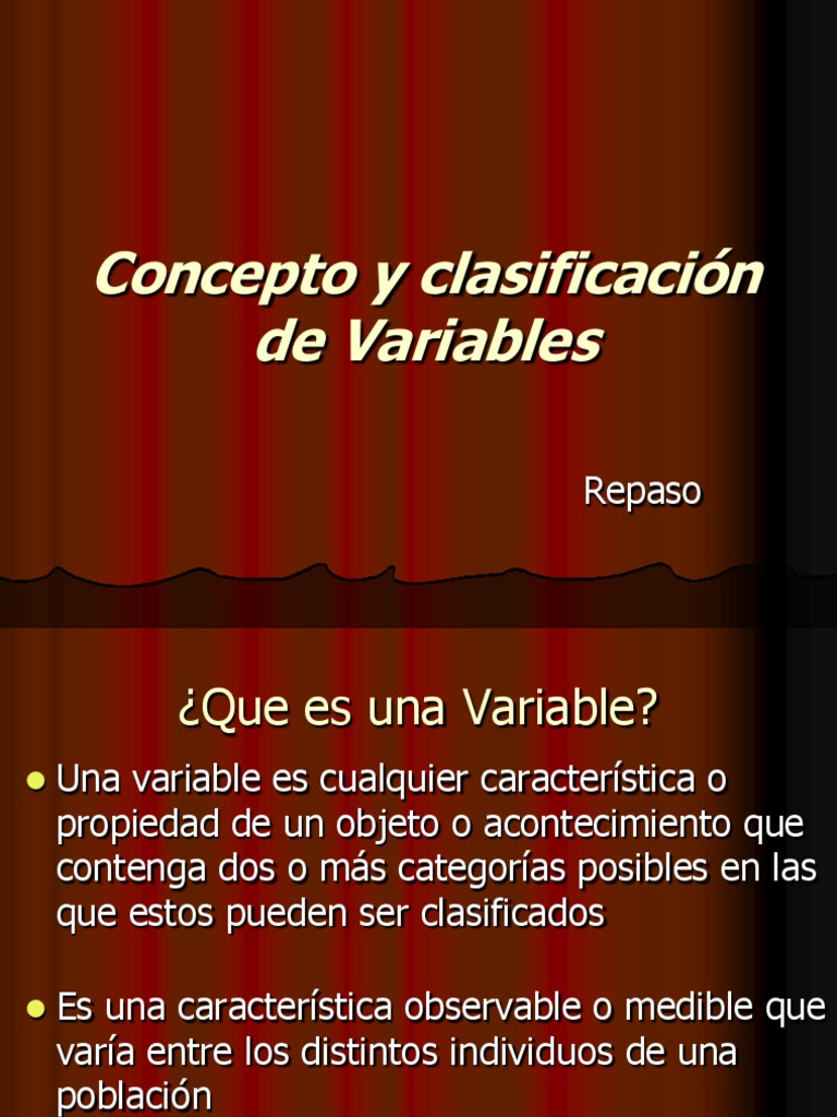Concepto y Clasificación de Variables Bioestadística | PDF | Nivel de ...