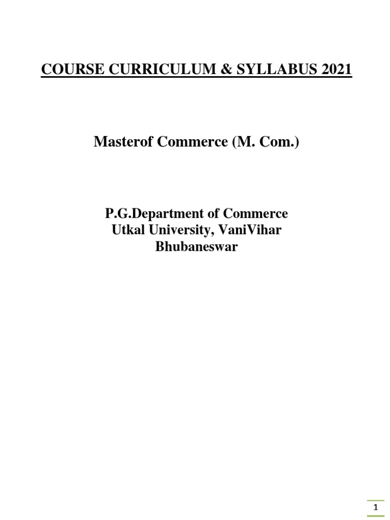 New Mcom Syllabus 2021 | PDF | Data Analysis | Statistics