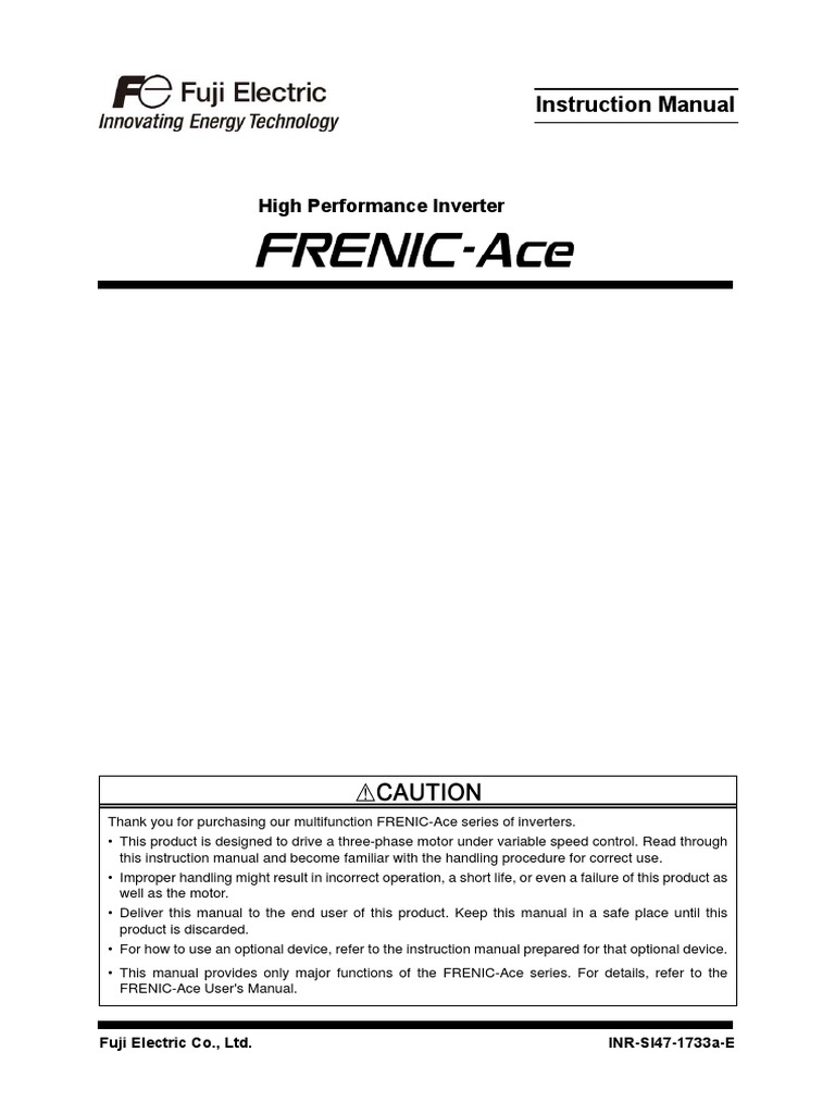 FRENIC-Ace Inverter Manual Overview | PDF | Power Inverter | Computer ...