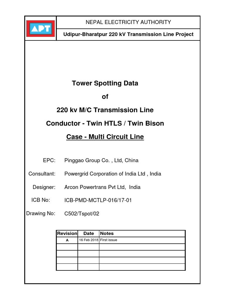 Tower Spotting Data of 220 KV M/C Transmission Line: Nepal Electricity Authority | Download Free ...