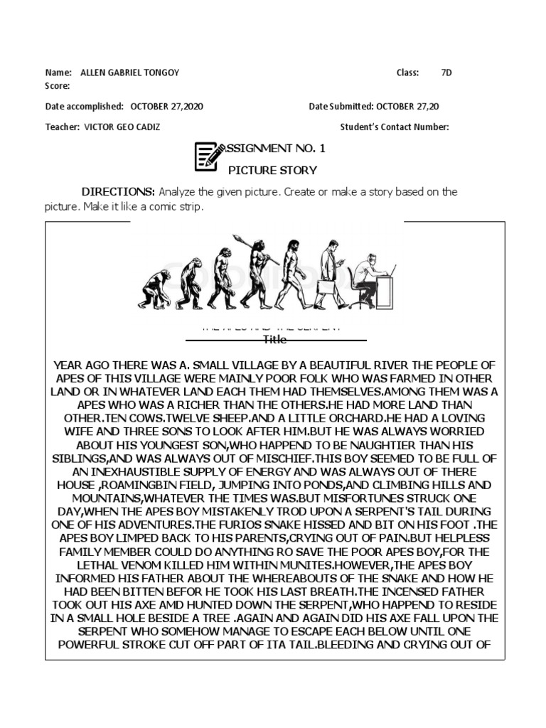 Assignment No. 1 Picture Story | PDF | Snake