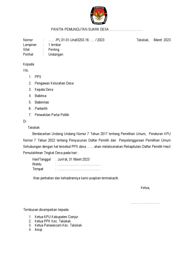 Contoh Surat Undangan PPS | PDF