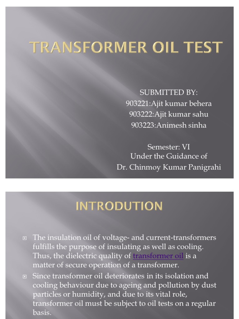 Transformer Oil Test | PDF