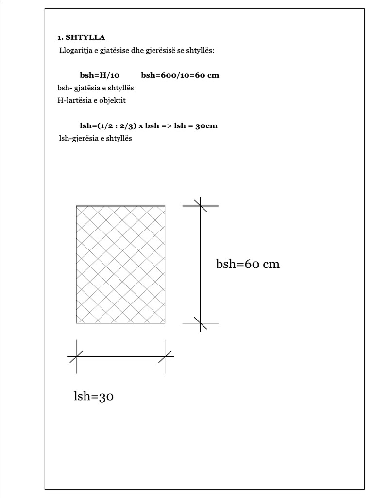 BSH 60 CM: Llogaritja e Gjatësise Dhe Gjerësisë Se Shtyllës | PDF