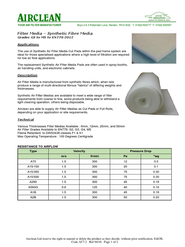 Ac7.2 - Synthetic Filter Media | PDF | Materials | Manufactured Goods