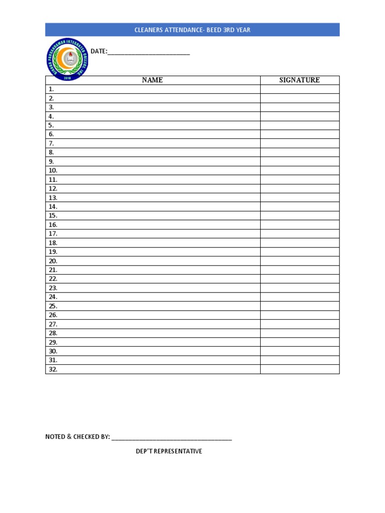 Cleaners Attendance | PDF