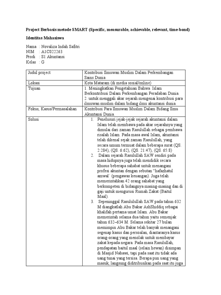 Contoh Format Laporan Project Observasi | PDF