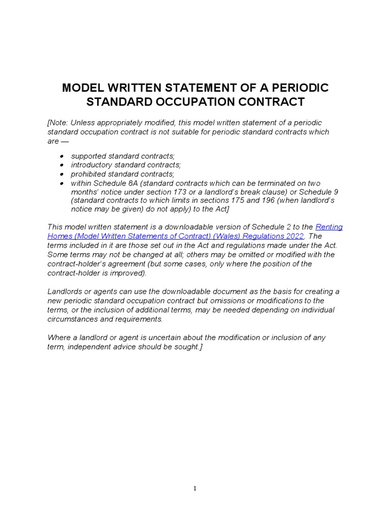 Periodic Occupation Contract Guide | PDF | Landlord | Eviction