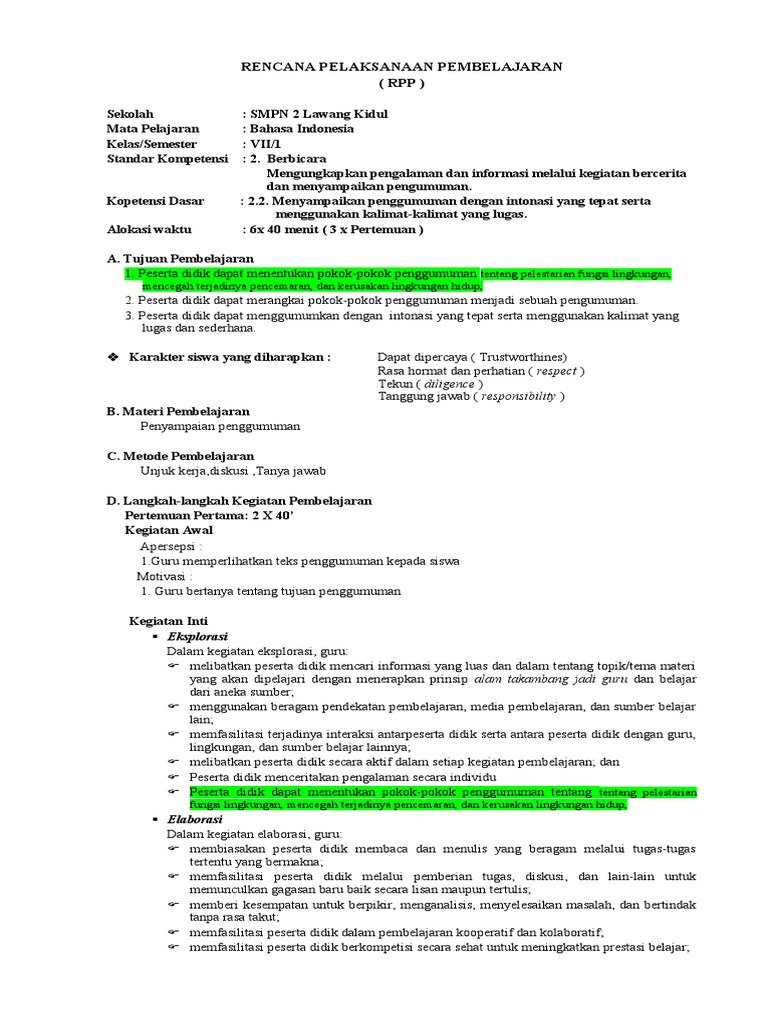 Rencana Pelaksanaan Pembelajaran (RPP) | PDF | Karier & Perkembangan