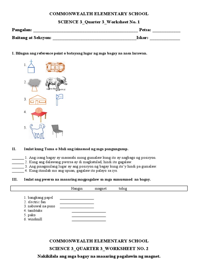 Consolidated Worksheet in SCIENCE 3 Quarter 3 Week 1 8 | PDF