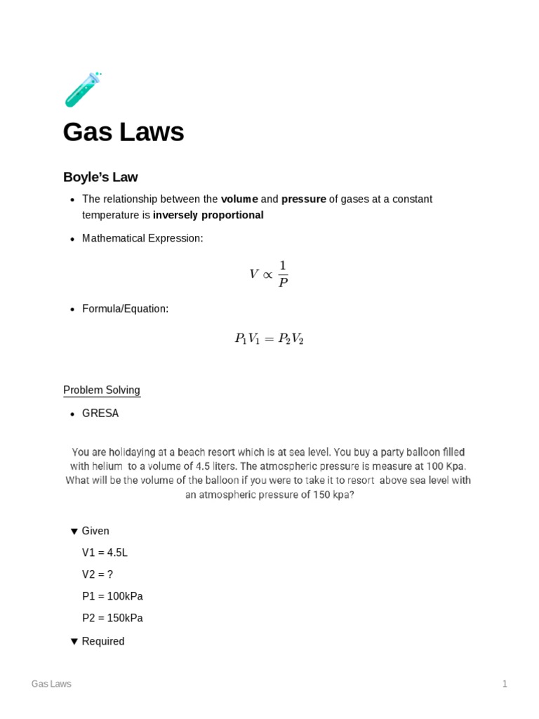 Gas Laws | PDF | Gases | Temperature