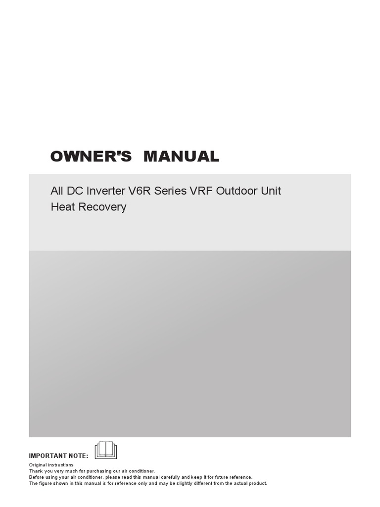 V6R Series VRF Outdoor Unit Manual | PDF | Air Conditioning
