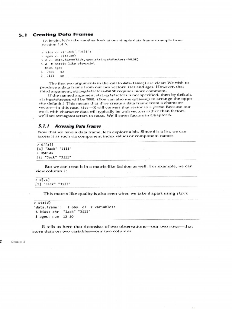 Kids C ("Jack", "Jill") : 5.1 Creating Data Frames | PDF