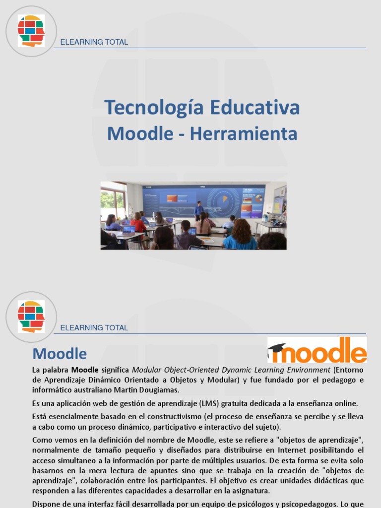 Tecnología Educativa: Moodle - Herramienta | PDF | Moodle | Desarrollo de software