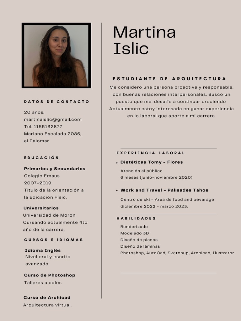 Martina Islic: Estudiante de Arquitectura | PDF